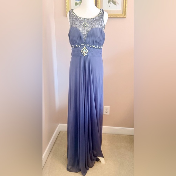 Cachet | Dresses | Cachet Strapless Blue Gown | Poshmark
